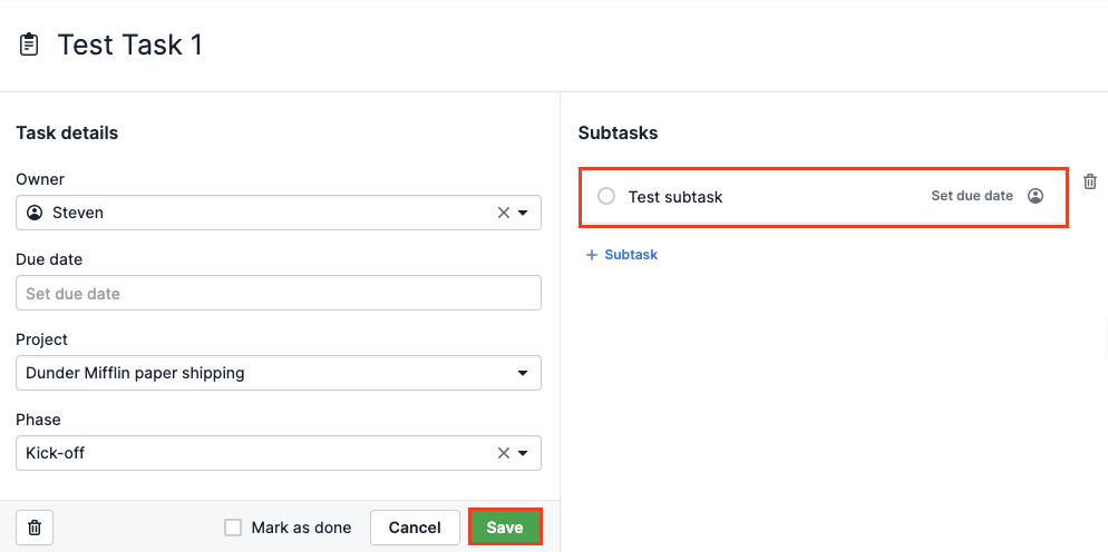 Projects: tasks and subtasks - Knowledge Base | Pipedrive